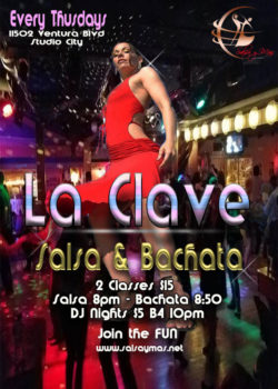 salsa bachata classes and dancing Thursdays at La Clave in studio city